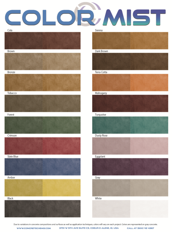 COLOR CHART - CONCRETE CHEMISTRIES